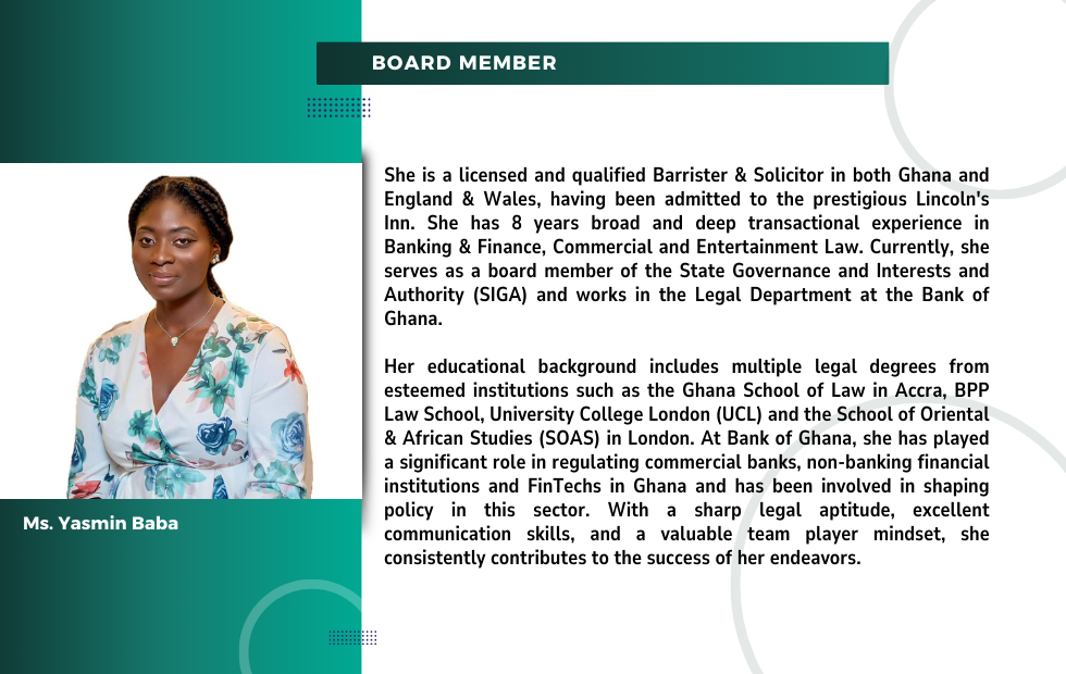 Office of Registrar Companies Ghana - - Ms. Yasmin Baba - Member